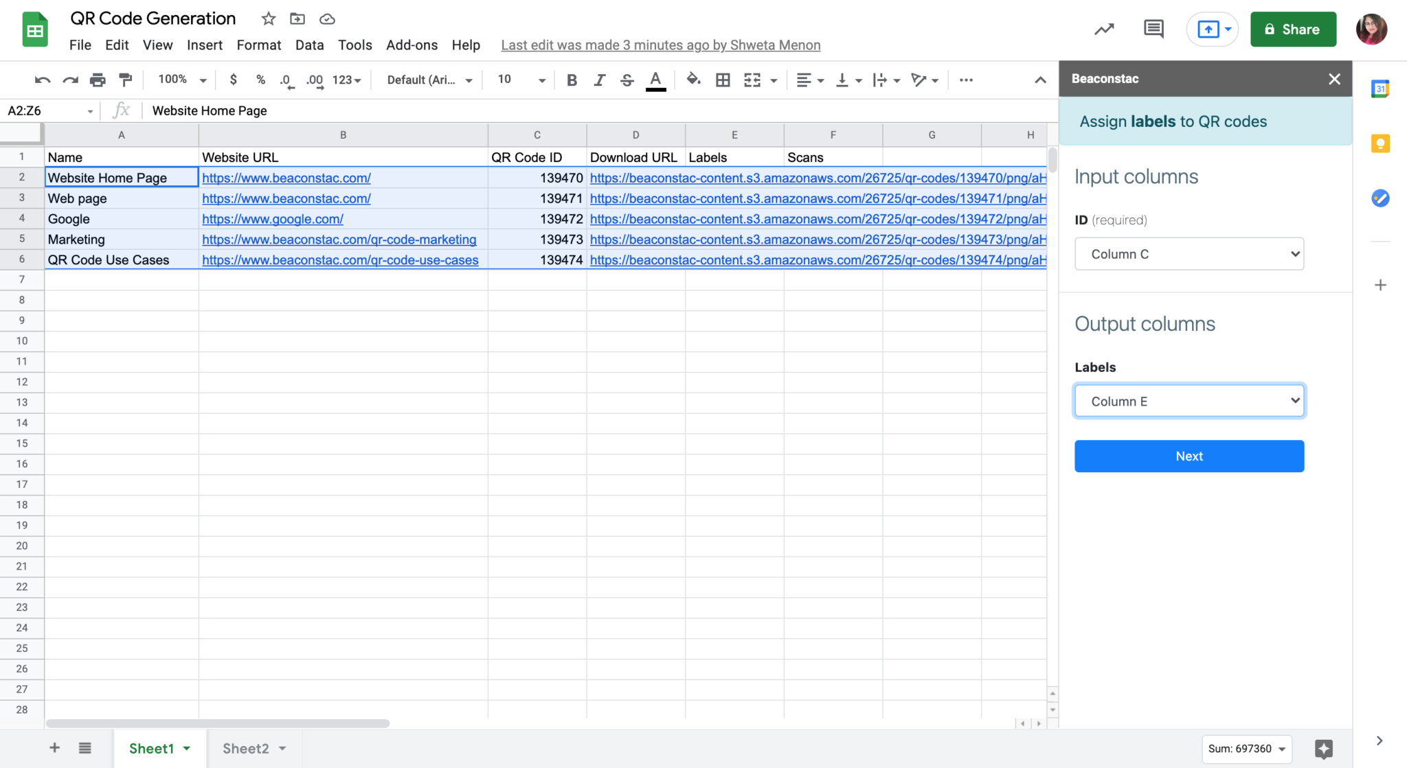 Manage Bulk QR Code Generation from a Single Google Sheet | Uniqode